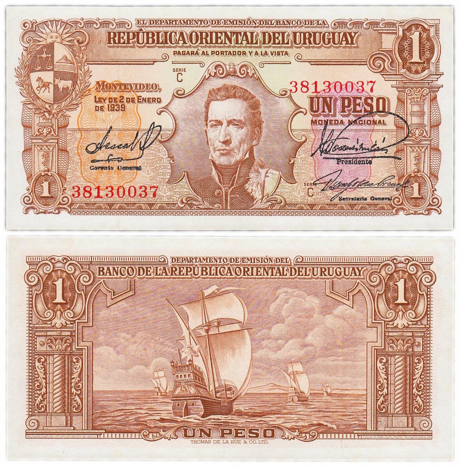 Уругвай 1 песо 1939 Pick 35b4