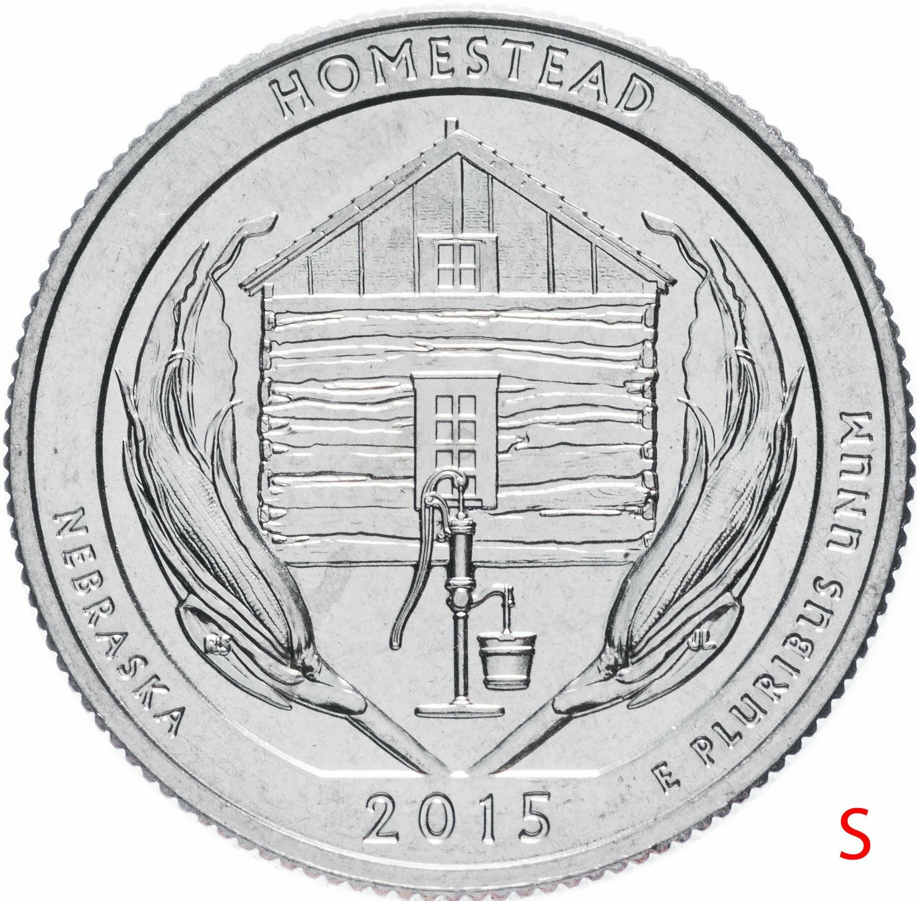 США 1/4 доллара 25 центов, квотер 2015 S — "Национальный монумент Хоумстед" 26-й парк, Мельхиор медь-никель, в сохранности UNC