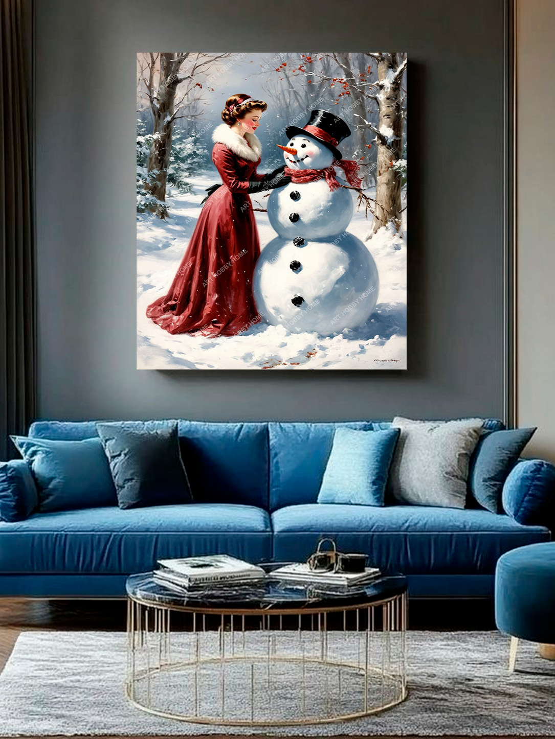 Картина по номерам "Ретро снеговик" 40х50 см, хлопковый холст на подрамнике, акрил, 000 Art Hobby Home