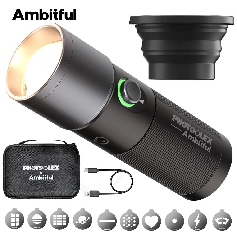 Студийный фонарик Ambitful 10 Вт для проекционной фотосъемки с фокусировкой
