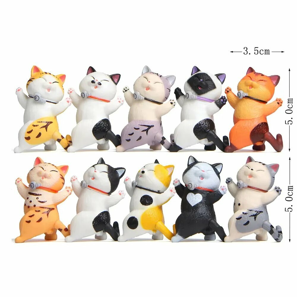 Набор фигурок танцующие Коты и Кошки / Cats 10шт (5см, пакет)