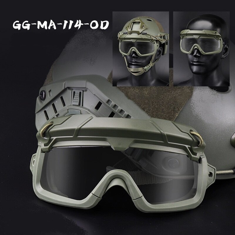 Очки защитные WoSporT для крепления на шлем Ops Core OD (MA-114-OD)