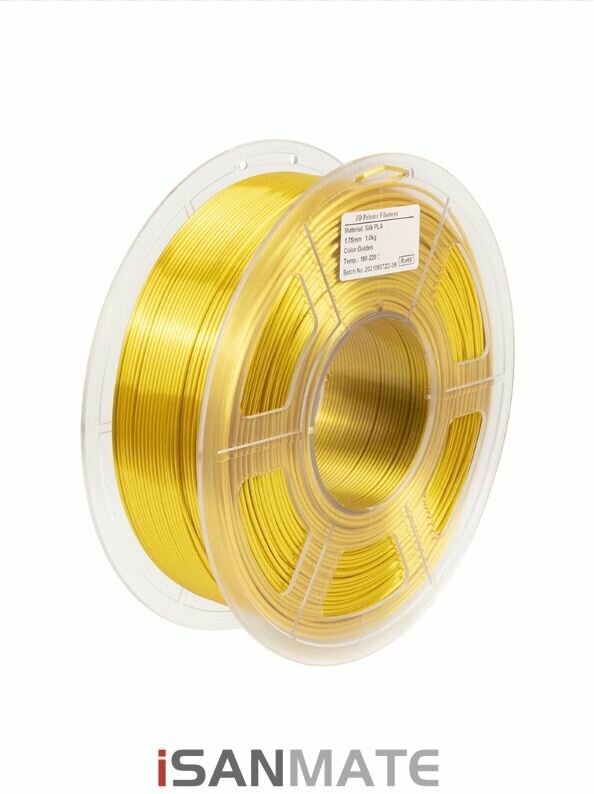 PLA пластик для 3D принтера iSANMATE PLA Silk Gold, шёлковый золотой, филамент 1 кг
