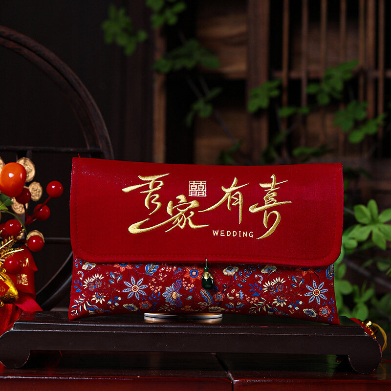 Тканевые красные конверты для свадеб, помолвок и денежных подарков, большого размера, 10 000 юаней красных конвертов для свадеб и помолвок