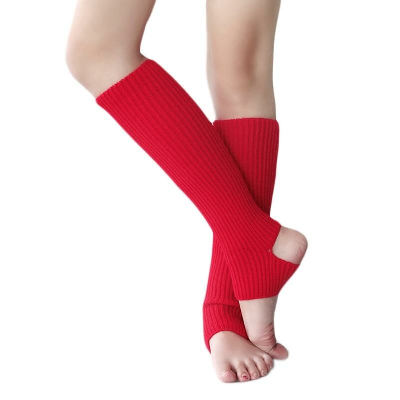 Женские балетные гольфы без пальцев, красный