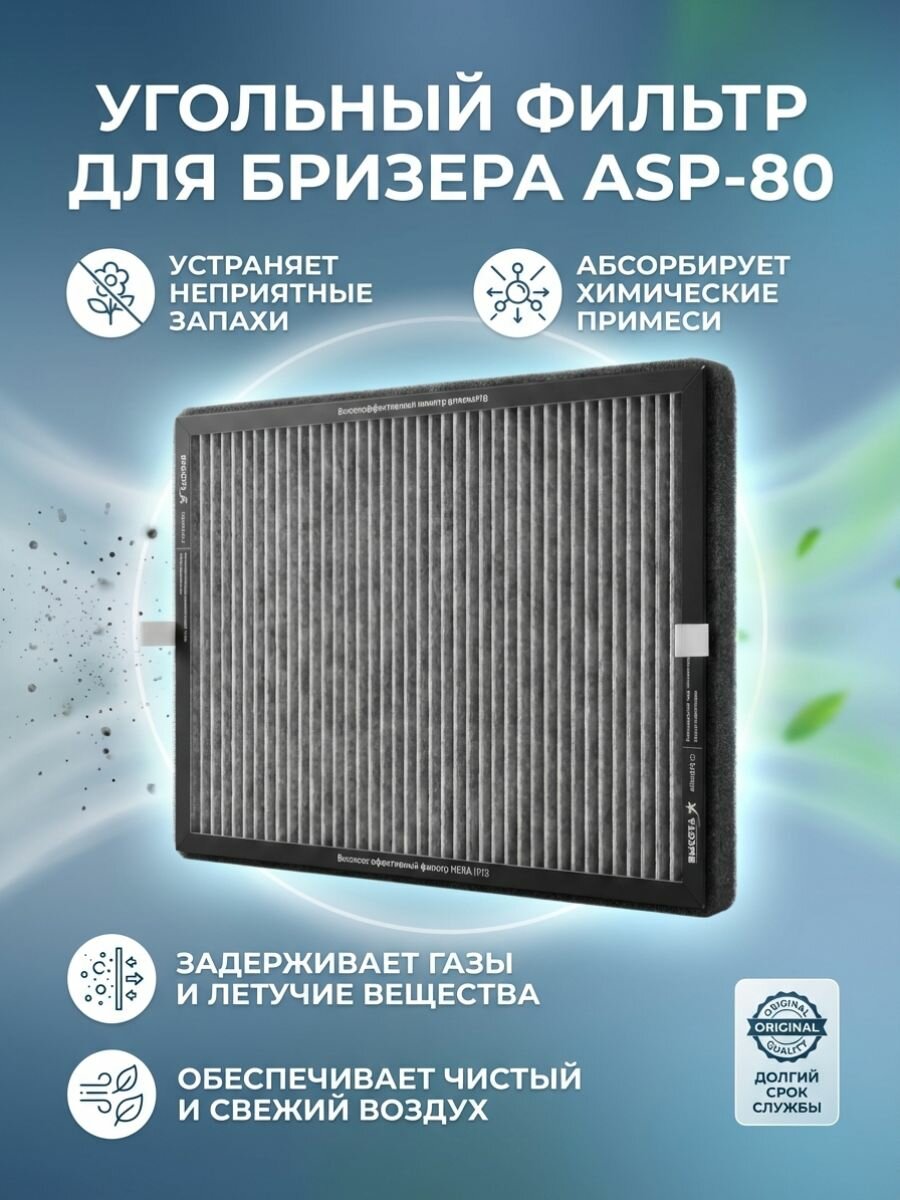 Фильтр Hepa H13 + Угольный для бризера Ballu ASP-80 / Biofamily / MyPin n82
