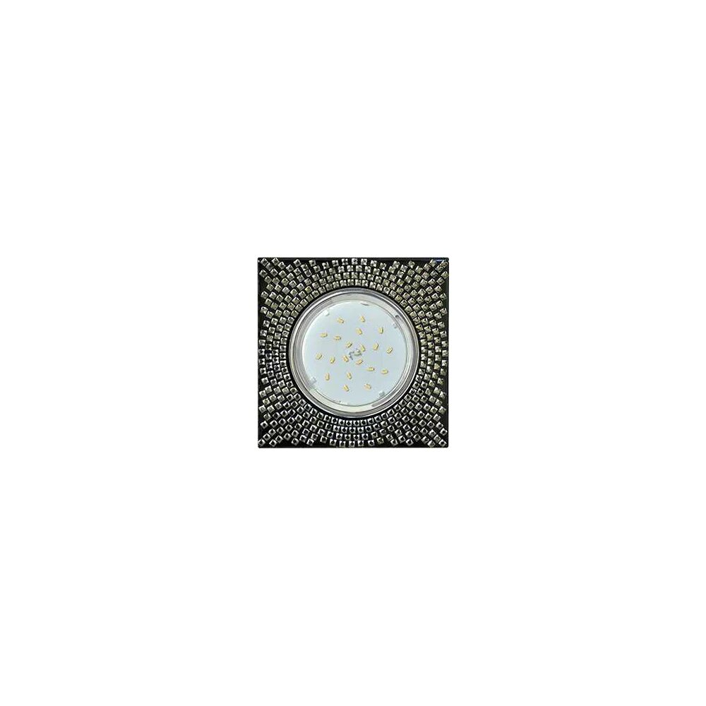 Светильник Ecola Gx53 h4 5320 glass квадрат с прозр. мозаикой/фон черный./центр. часть хром 40x123x123 (к+) FX53SGECB