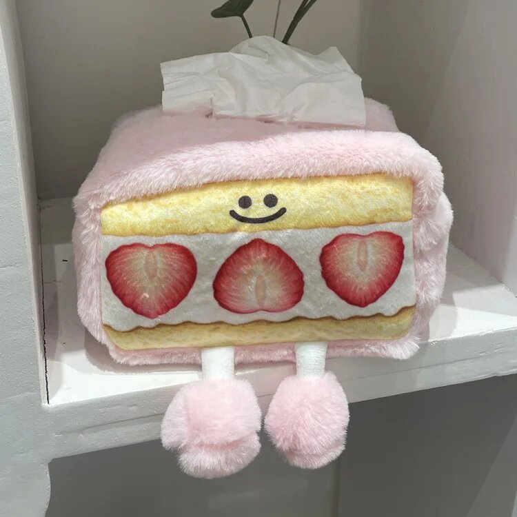 Пушистая коробка для салфеток клубничный дизайн Розовый, Strawberry
