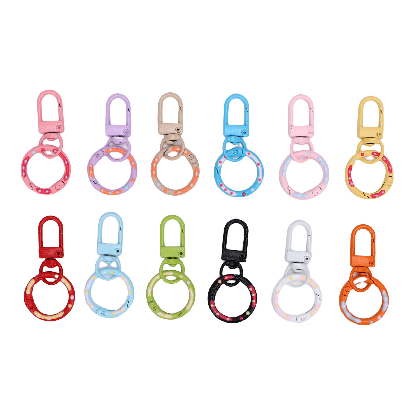 12 шт. Круглые застежки-карабины в форме клешни омара с двойным открыванием и поворотным карабином для рукоделия, брелоков, аксессуаров для сумок.