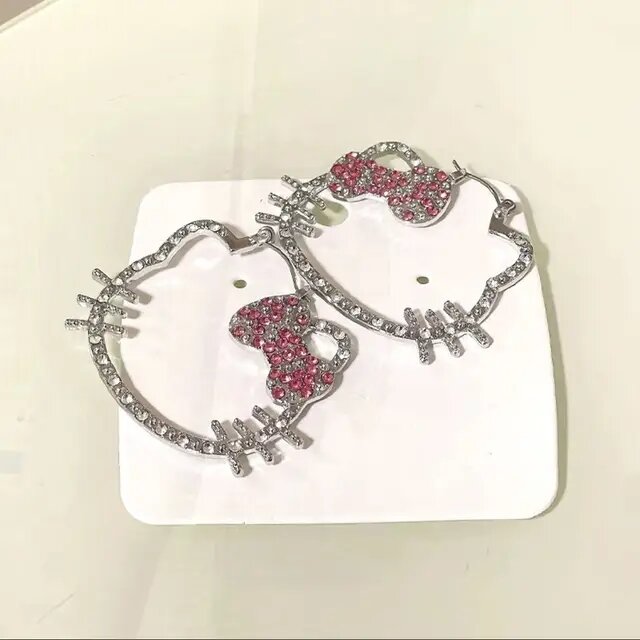 Крупные серьги-гвоздики Hello Kitty от Miniso, экстравагантный стиль, ретро-украшение, аксессуары для украшения ушей девочки, подарок на день рождения.