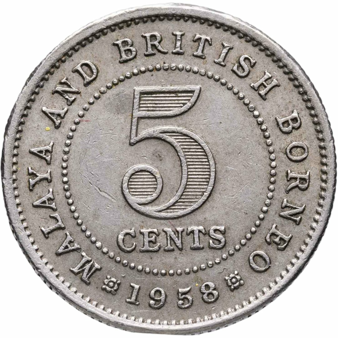Малайя и Британское Борнео 5 центов (cents) 1958 Без отметки монетного двора