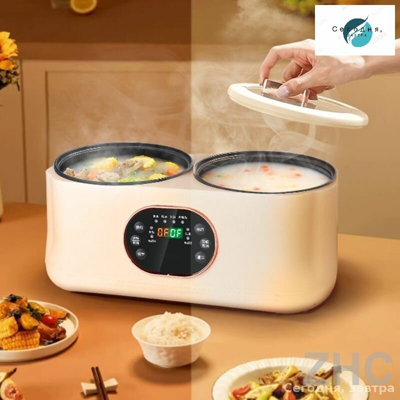Эксклюзивная мультиварка с двумя чашами, оснащенная антипригарным покрытием, функцией подогрева и таймером, универсальный кухонный прибор объемом 3,6 литра для быстрого приготовления блюд