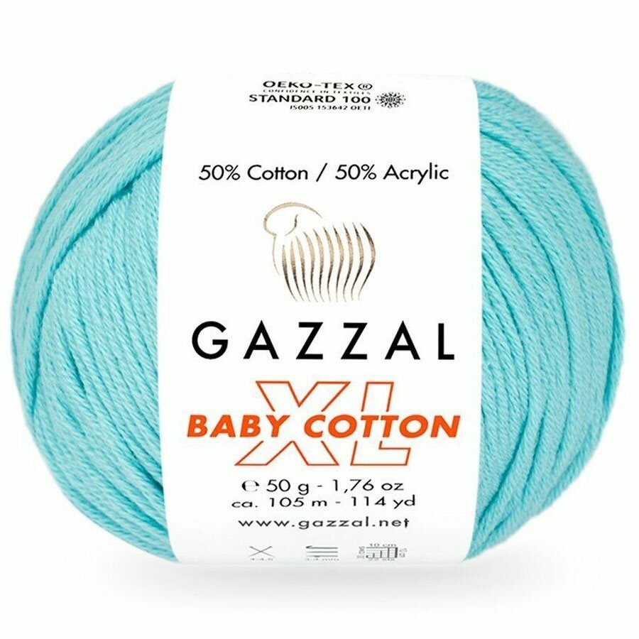 Пряжа Gazzal BABY COTTON XL 3451 небесный (5 мотков)