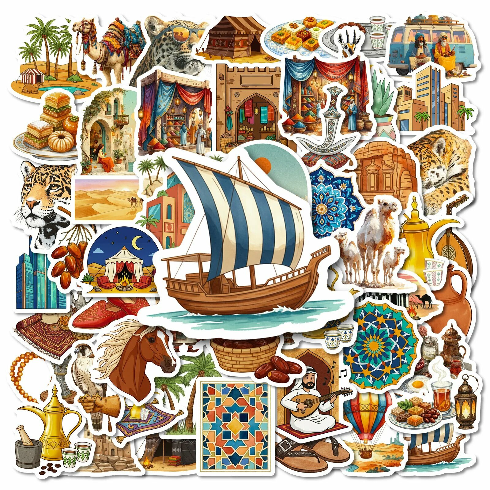 Наклейки арабские мультяшные, 56PCS