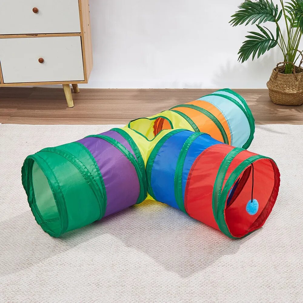 Тоннель игровой для кошек и собак мелких пород, цветной, шуршащий. Тоннель для животных. Лабиринт для кошек.