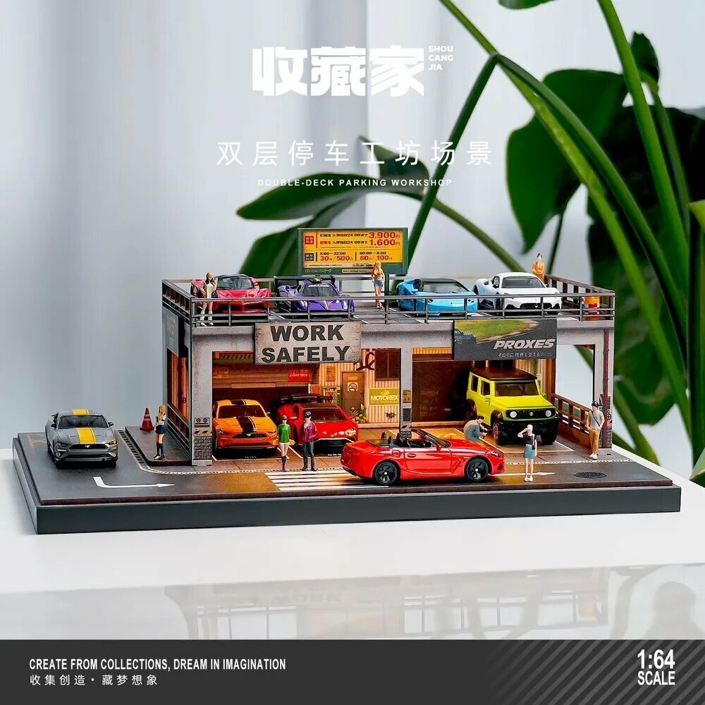 Настольная автостоянка GuiDeng GUIDENG1/64, акриловая, с подсветкой, красная
