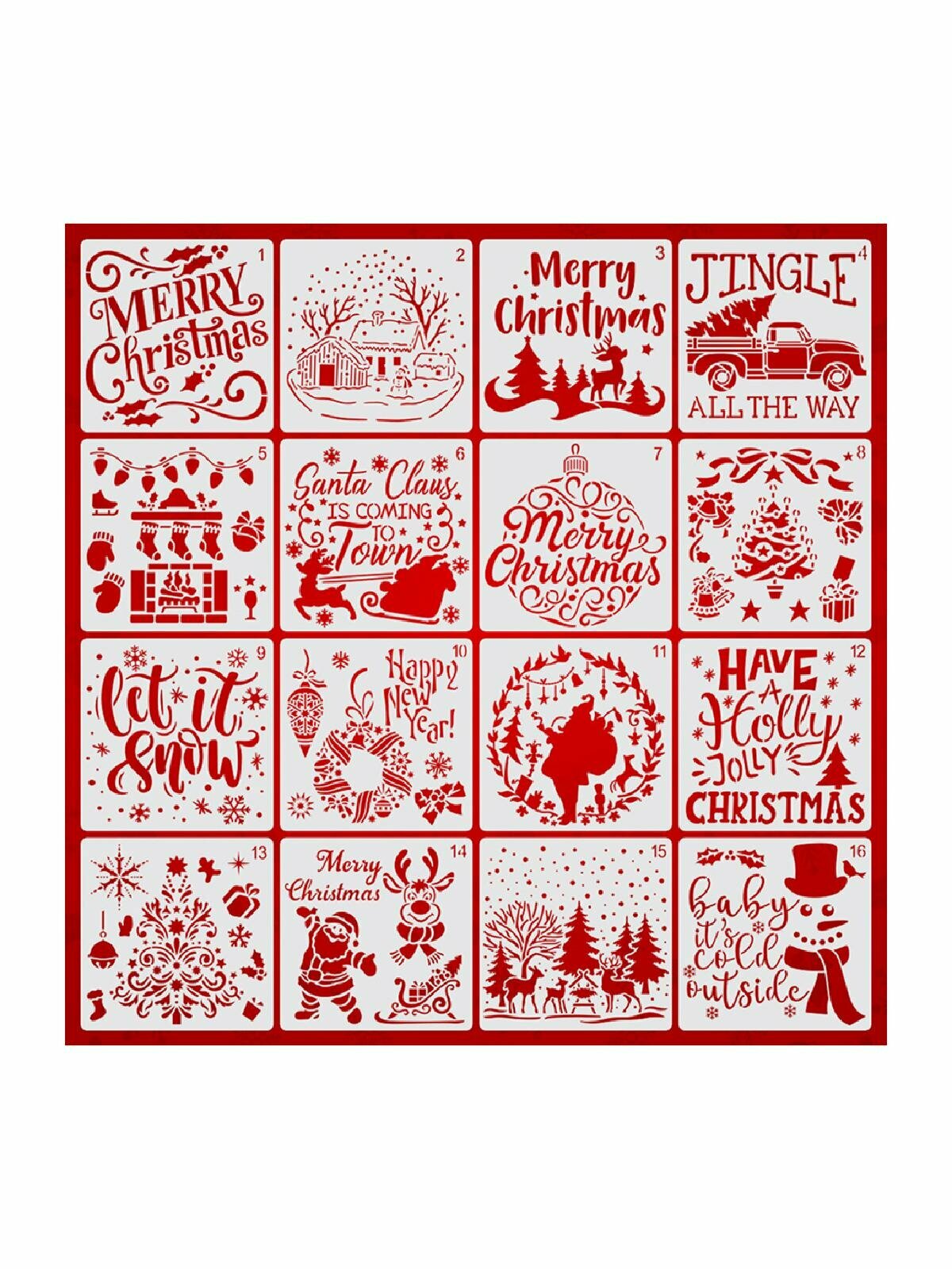 16 Шт Трафаретов для рисования, Трафарет для рисования Рождественских украшений своими руками для DIY Decro