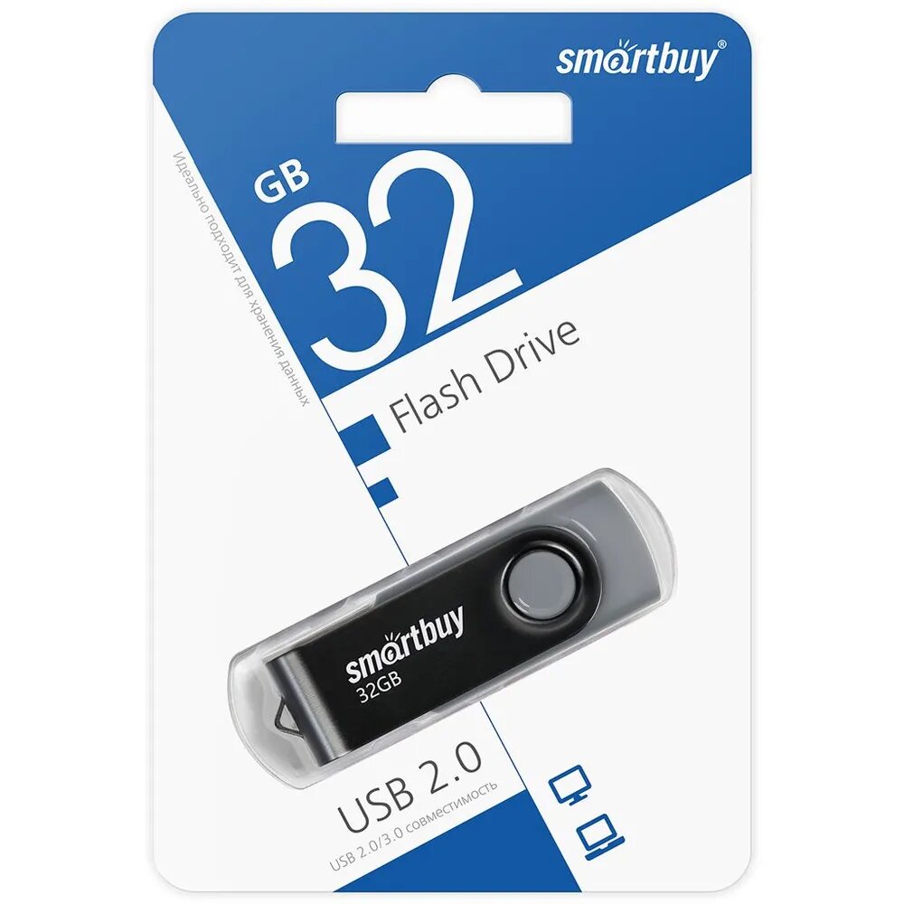 USB флеш накопитель 32 Gb SmartBuy Twist Black (SB032GB2TWK), черный