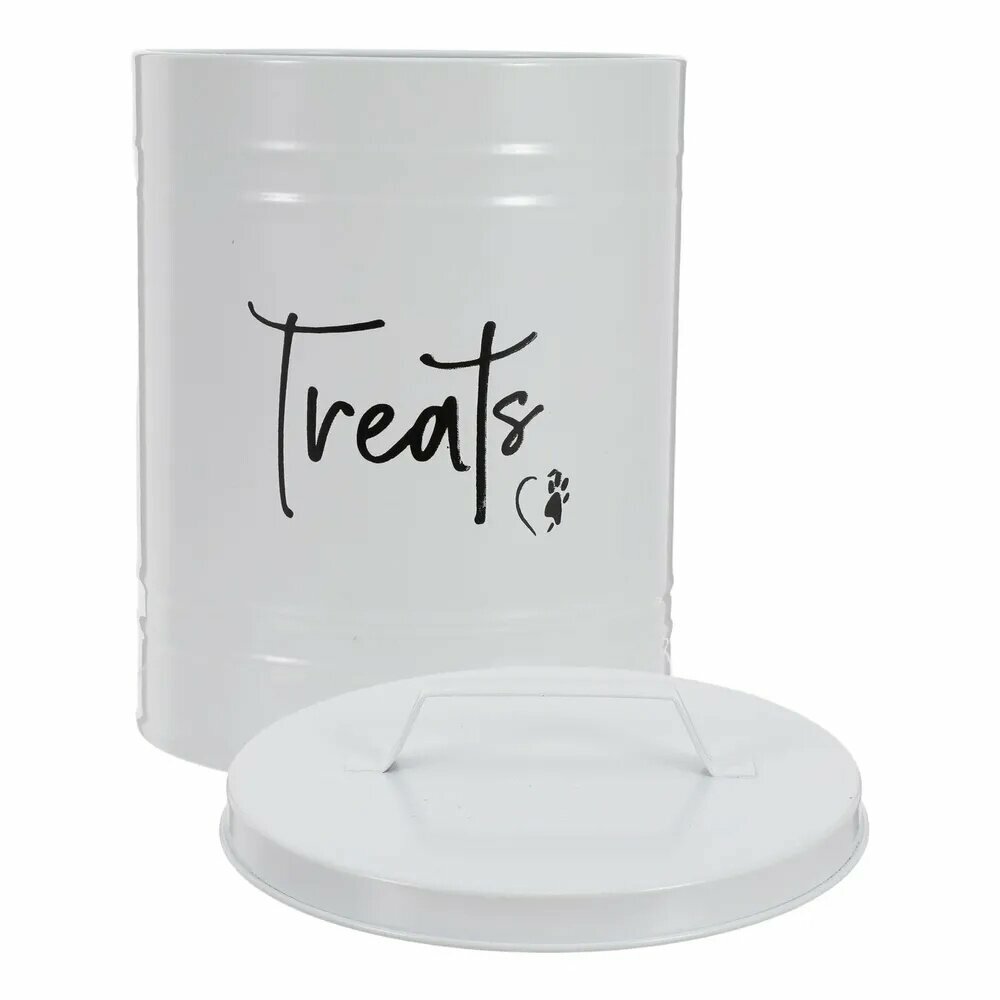 Жестяная банка для хранения сухого корма для собак и кошек белая герметичная