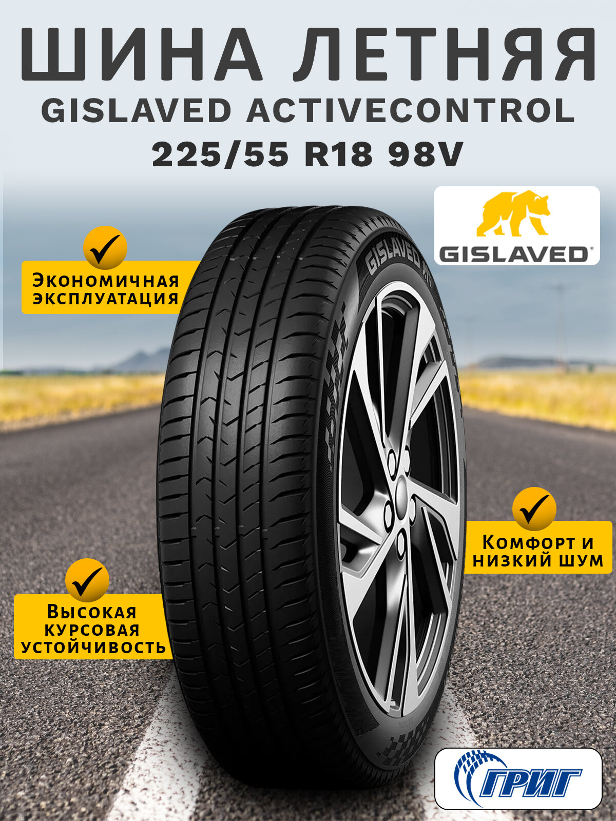 Gislaved ActiveControl Шины летние для легковых авто 225/55 R18 98V