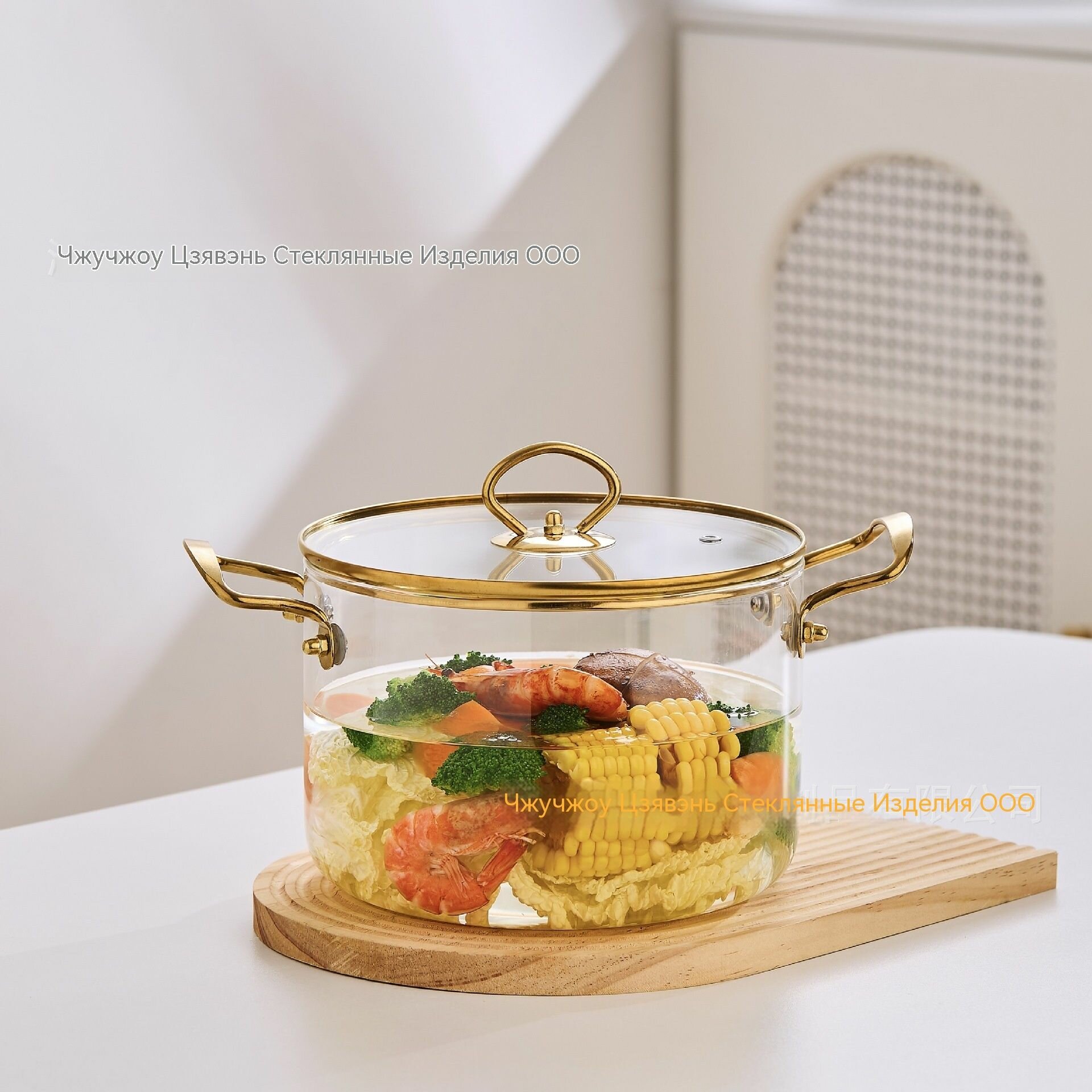 Кастрюля Crystal glass (), Боросиликатное стекло, Нержавеющая сталь,