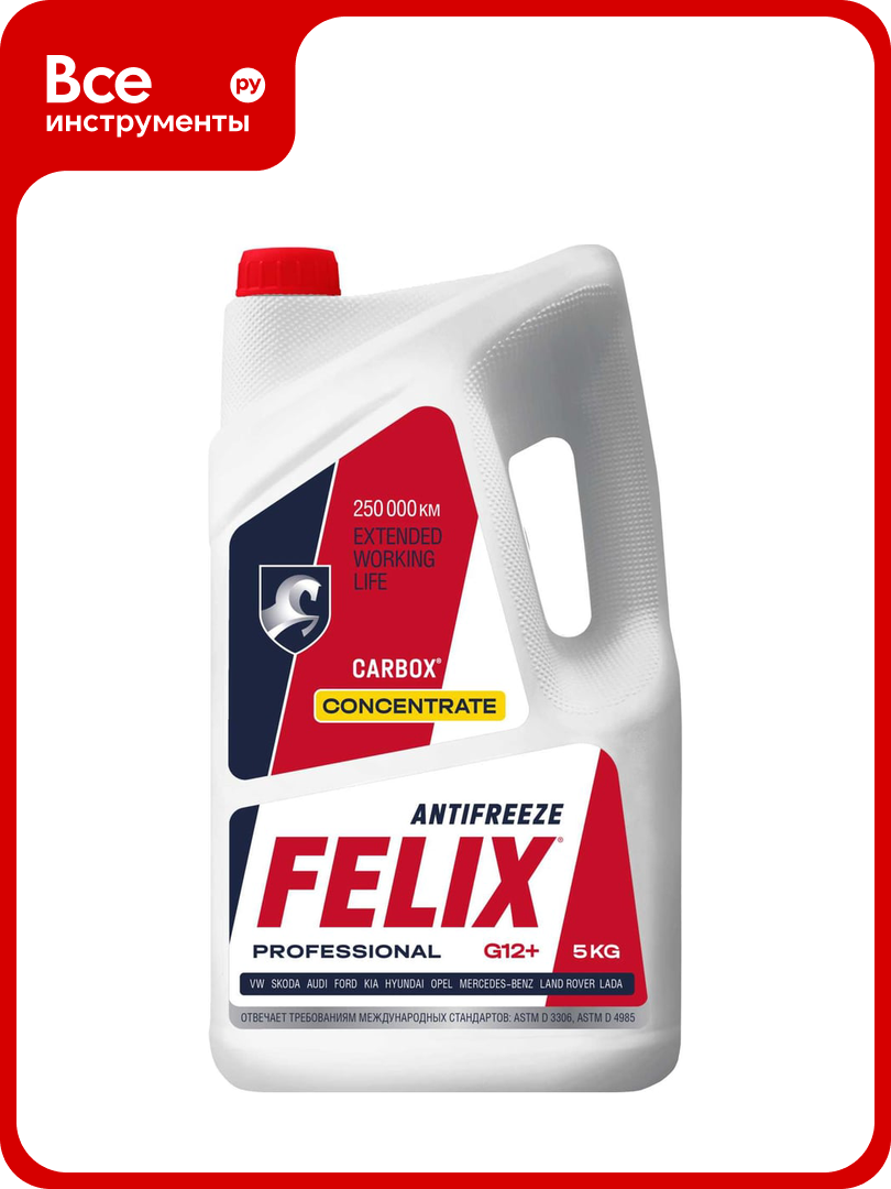 Антифриз FELIX CARBOX -40 градусов С, G-12+, 5 кг, красный, концентрат 430206041