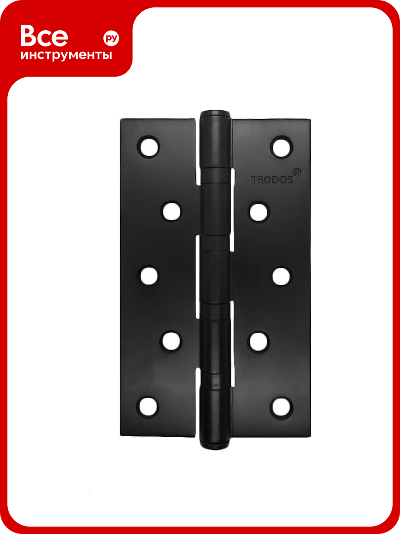 Петля накладная Trodos из стали, карточного типа, черный матовый, универсальное открывание, комплект из двух штук