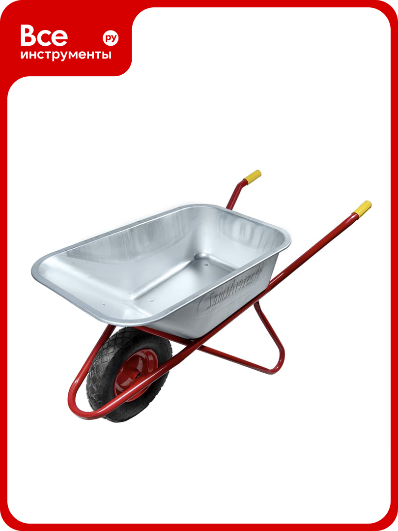 Строительная усиленная 1-колесная тачка МастерАлмаз красная, 110 л, колесо 400 мм 10506268