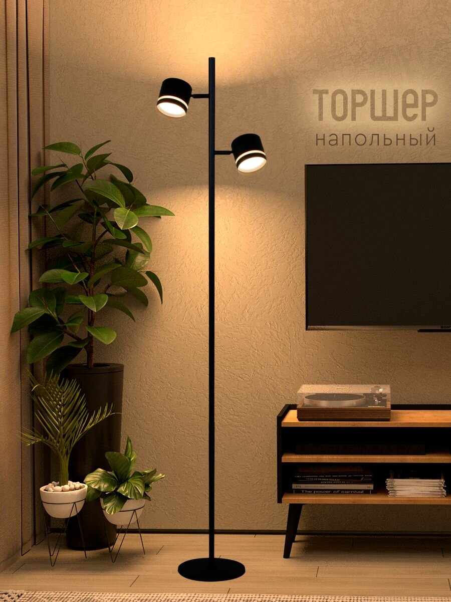 Торшер напольный Пара с LED-лампами, черный