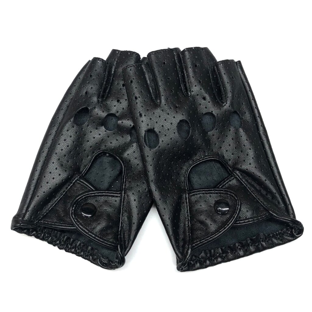 Женские полые сетчатые перчатки без пальцев на полпальца Harajuku punk для фотосъемки выступлений в ночном клубе-черный