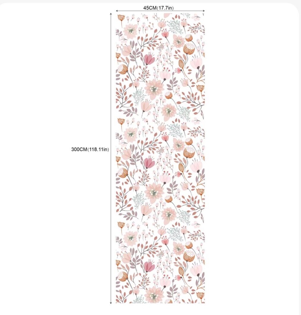 Самоклеящиеся бумажные обои PIXEL&WALL, оранжевый, растительный 45*300cm рисунок