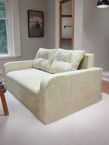 Диван-кровать "Сакар Мини" бежевый антивандальный велюр OWN 1, механизм -Трехсекционная еврокнижка, 165 х 90 х 80 см