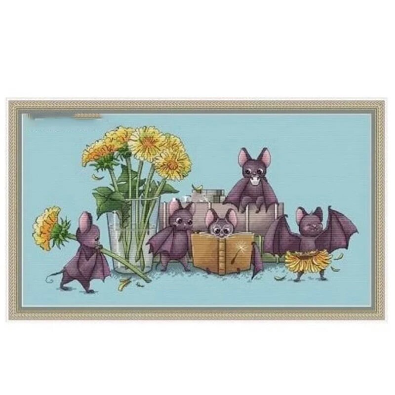 Набор для вышивки крестиком XIUSPRING, небесно-голубой, хлопок