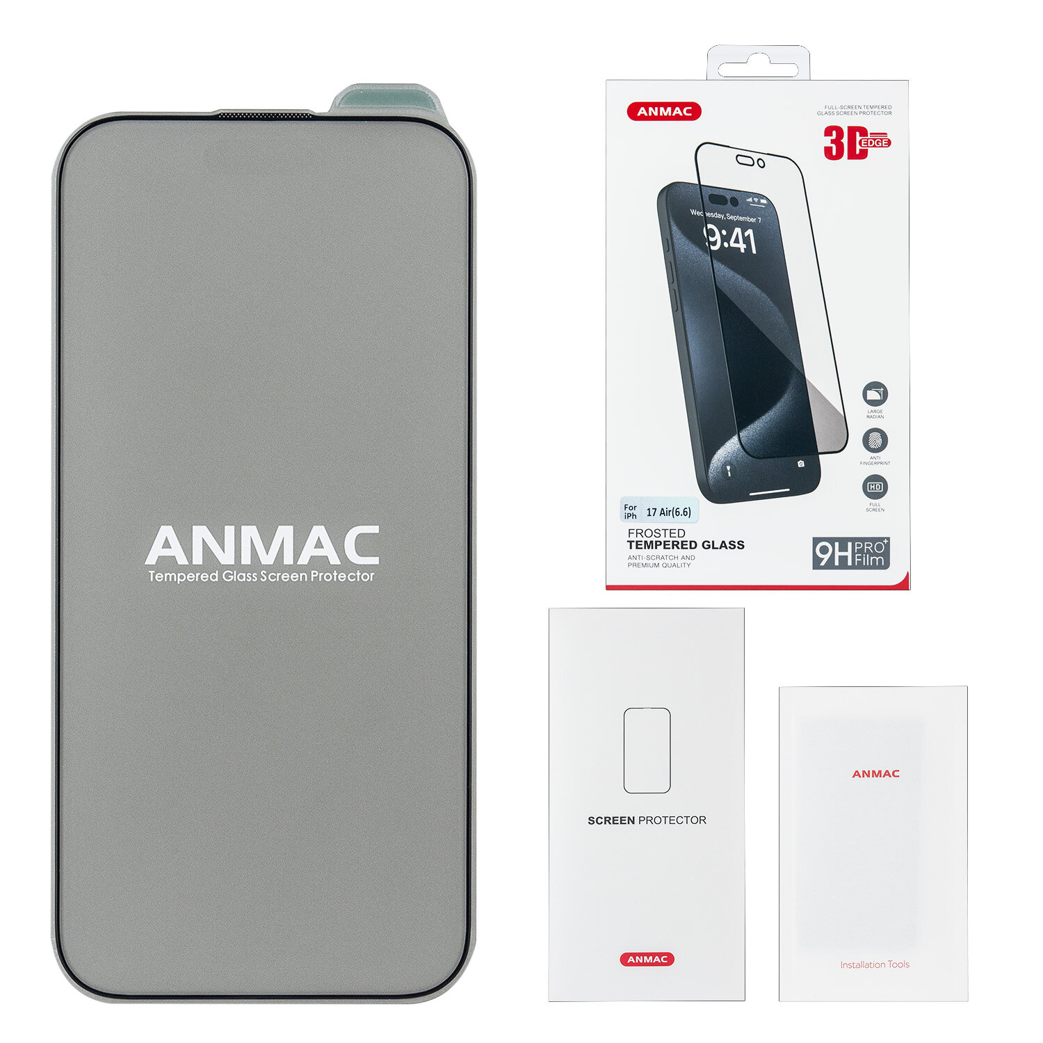 Защитное стекло iPh 17 Air (6.5) ANMAC 3D матовое с сеточкой Арт.1137562