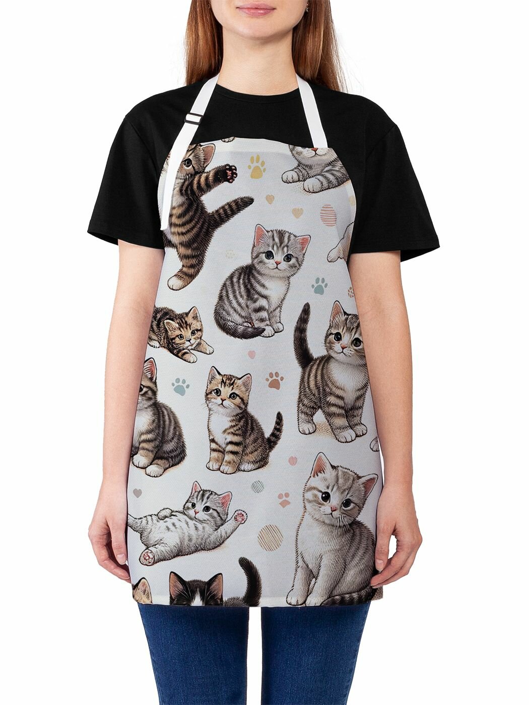 Фартук кухонный тканевый "Котятки" 65х65х28 см, JoyArty