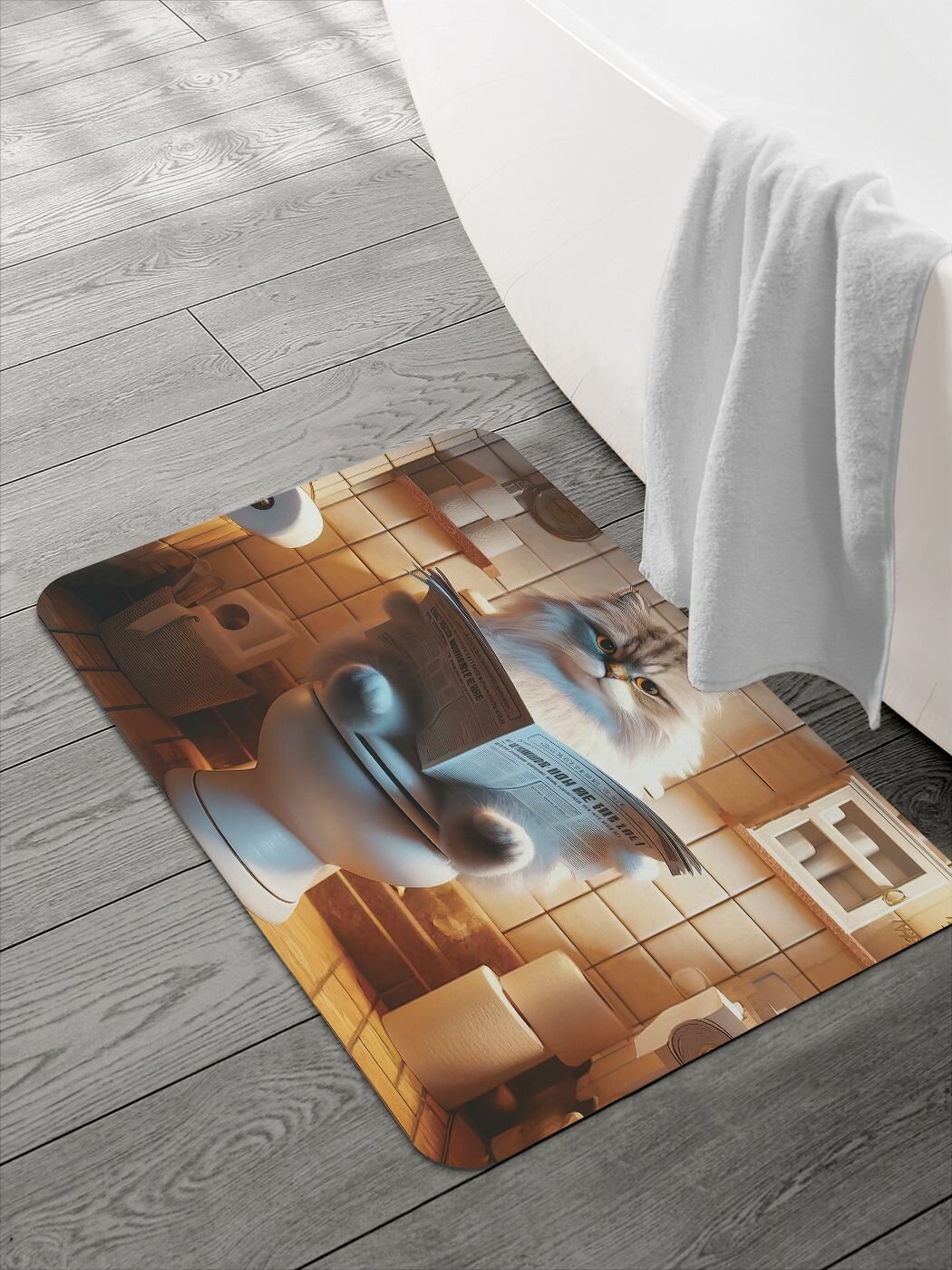 Коврик для ванной и туалета "Кот отдыхает" 58x38 см, JoyArty