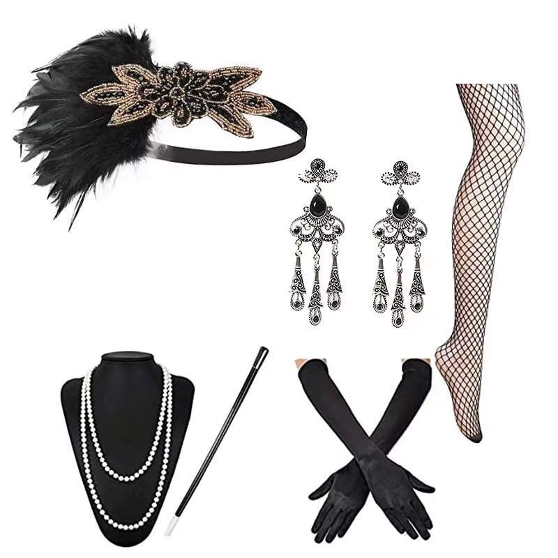 Набор ретро-ободков с перьями для девичника в стиле Гэтсби 1920-х годов, подарок для лучшей подруги на день рождения