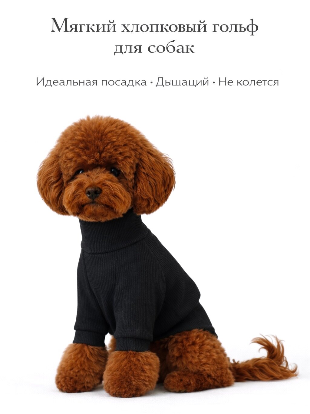 Водолазка/свитер классический, одежда для собак в черном цвете, размер S