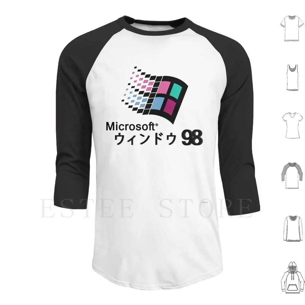 Черная хлопковая толстовка Microsoft Windows 98