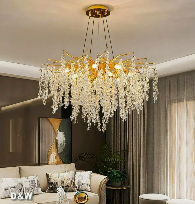 Люстра подвесная, дизайнерская, хрустальное стекло, для гостиной, спальни.