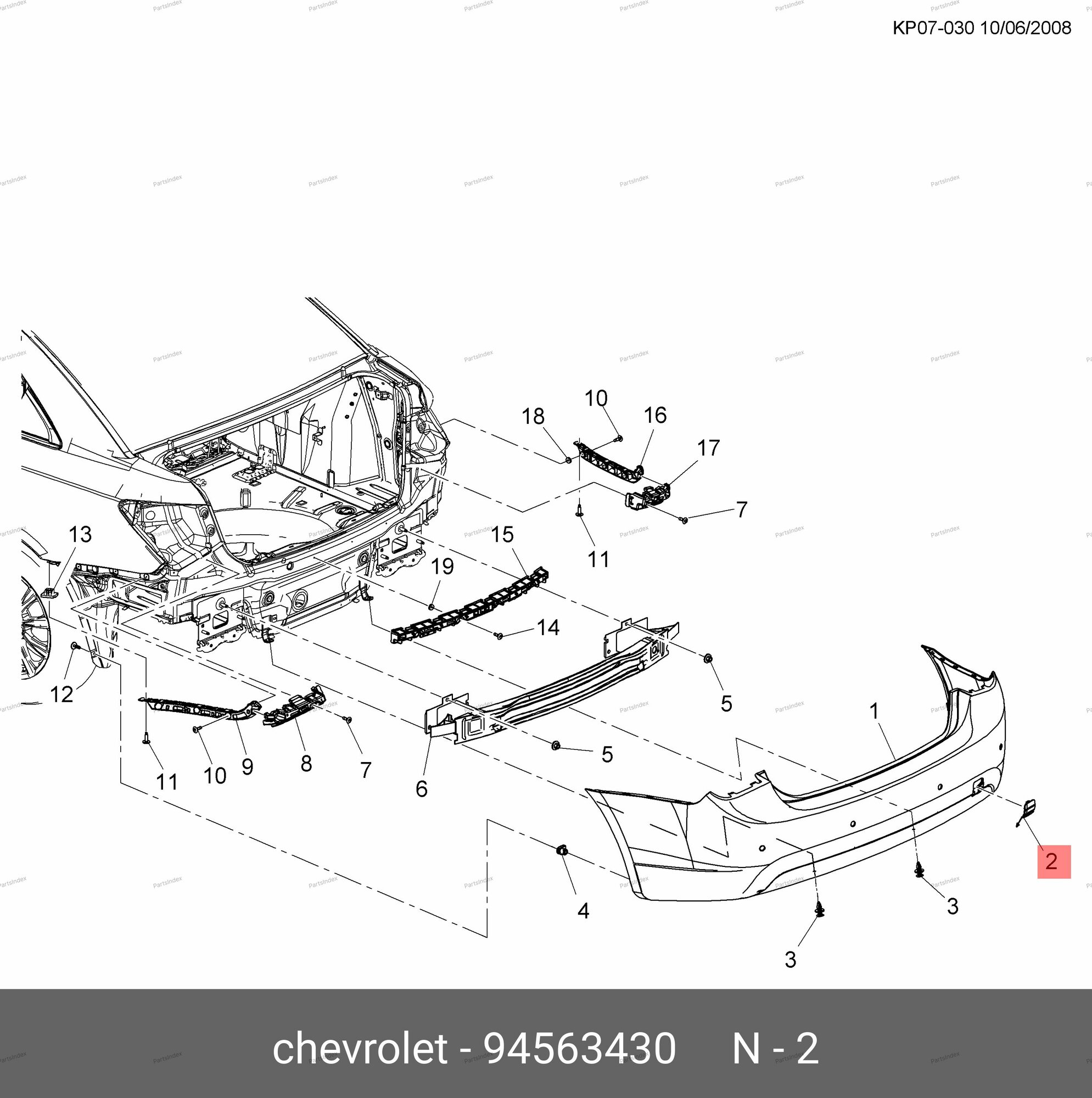 Заглушка накладки заднего бампера, GENERAL MOTORS 94563430