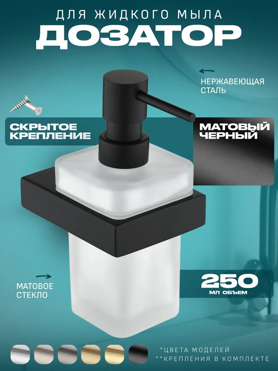 Настенный дозатор для жидкого мыло AC0028BL Черный матовый