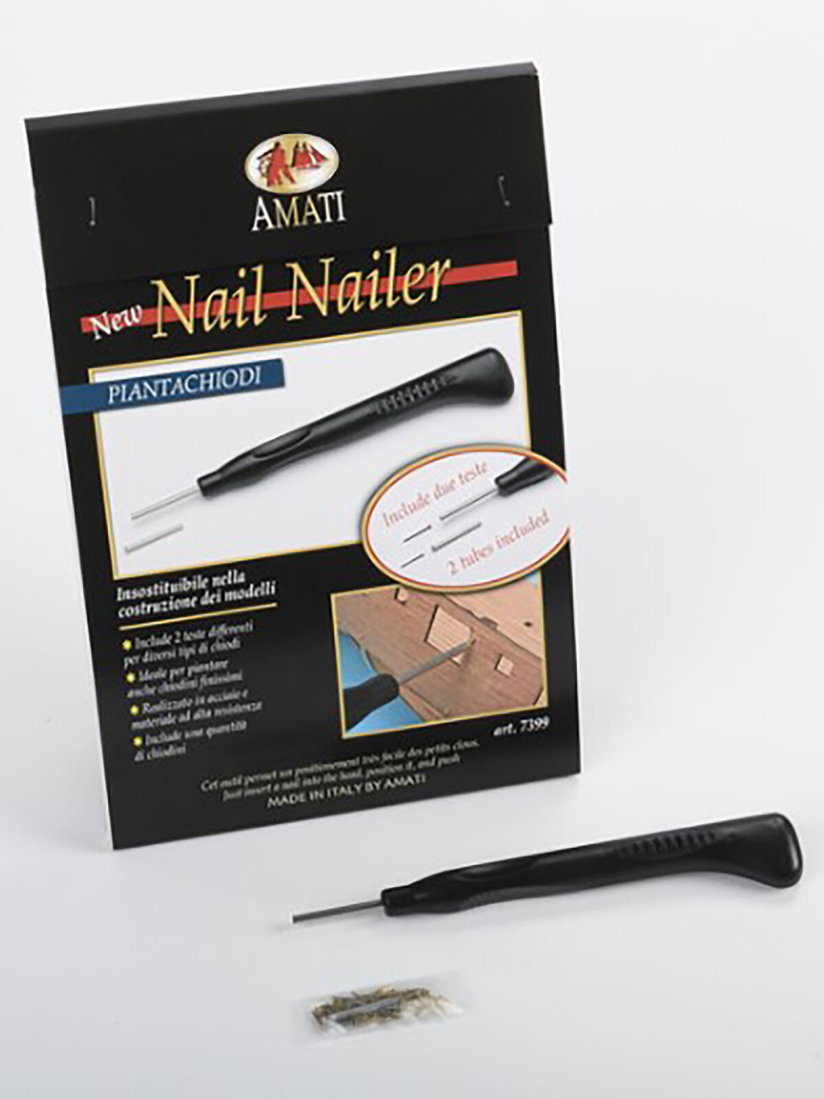 Гвоздарь v.2 универсальный, для шляпок самого малого диаметра, с насадкой и набором гвоздей от Amati