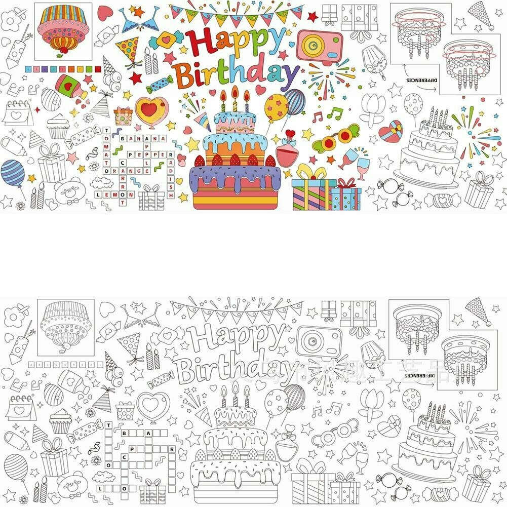 Большой плакат-раскраска Ainiupi ко Дню благодарения, 30 x 72 дюйма, раскраска на Рождество и Новый год, украшение стола, большой плакат-раскраска для детского творчества, дома, класса, праздничных вечеринок.