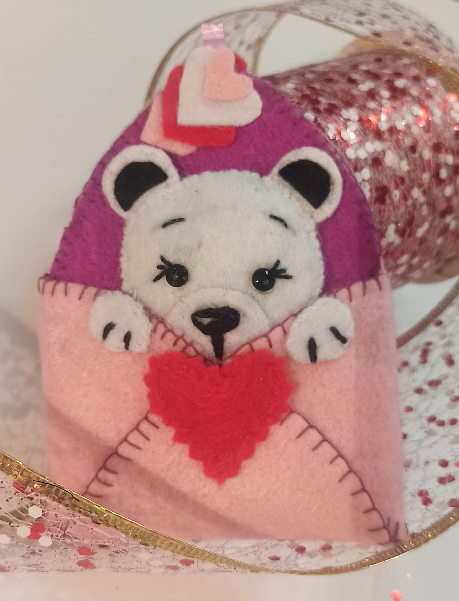 Конверт Мишка. Валентинка из фетра. День Влюбленных. 14 февраля. День Святого Валентина