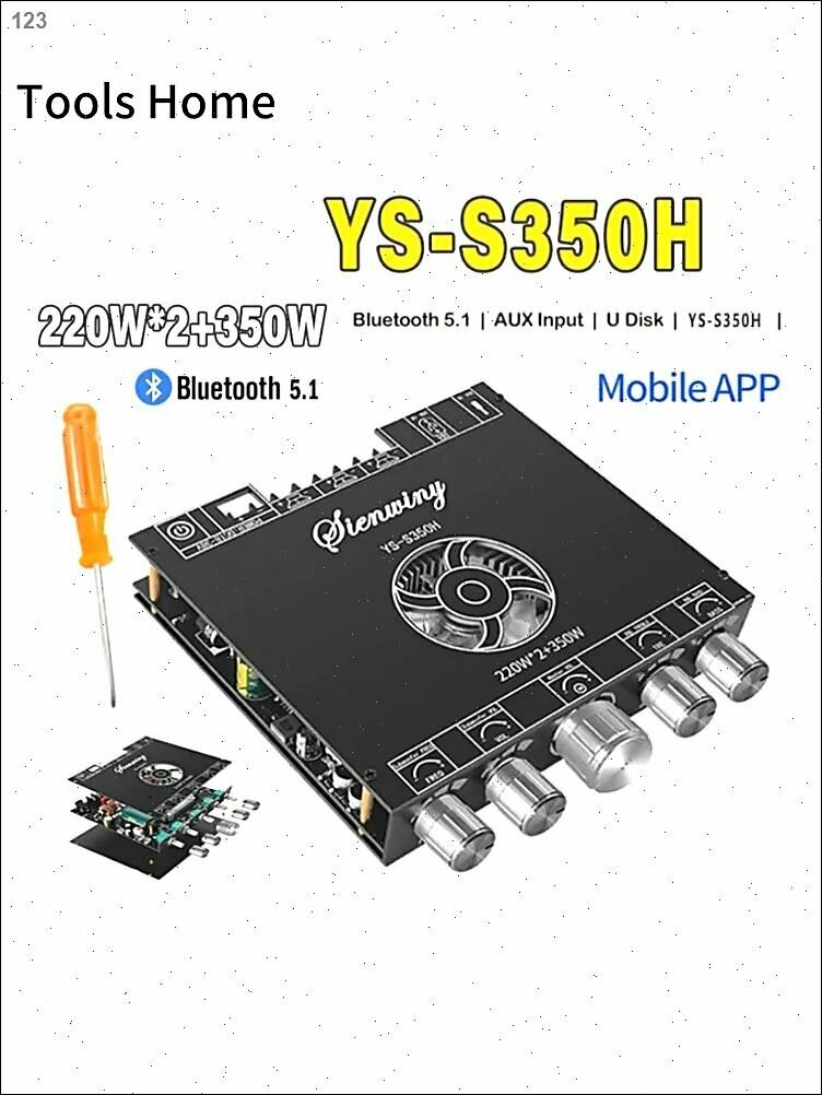 YS-S350H 2.1-канальный усилитель BT5.1 TPA3251 220Wx2 + 350W Аудиоплаты сабвуфера высокой мощности