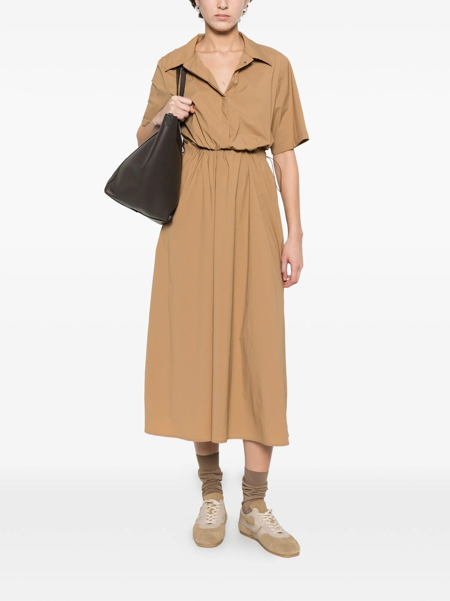 Платье Herno Collared gathered midi dress, размер 40, разноцветный — фото 1