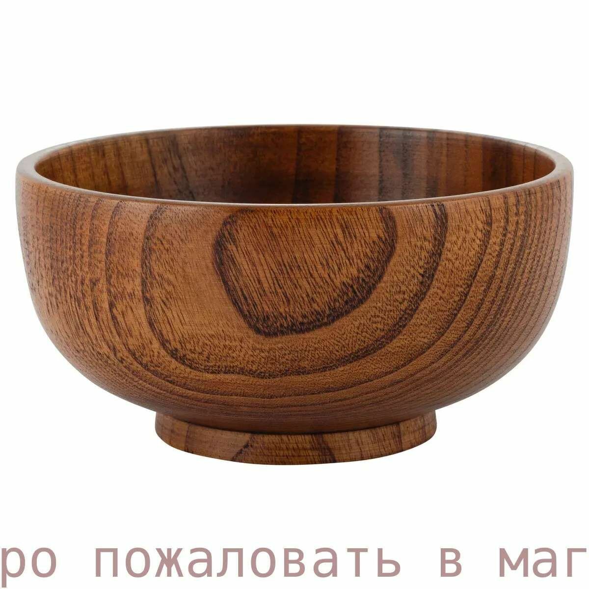 Деревянная глубокая, тарелка - миска из дерева Унаби - 15 см. / Натуральное блюдо для пищевых продуктов, супов, лапши, орехов, сухофруктов, ягод и закусок.