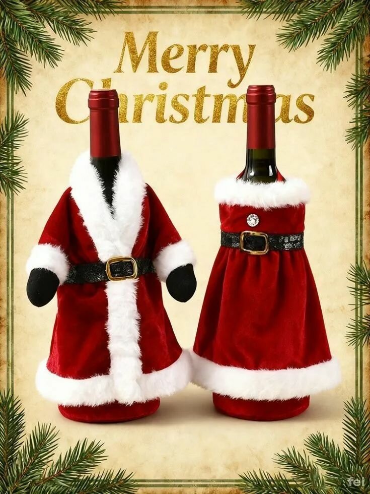 Чехол-юбка для бутылки, новогодний костюм для шампанского, декор для праздничного стола