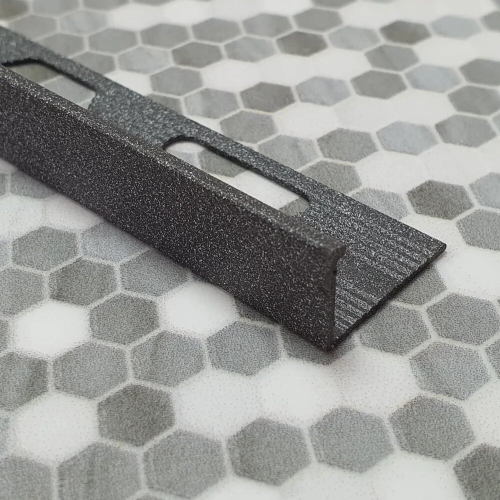 Профиль Г-образный алюминиевый наружный для плитки 10мм 2.7м Серый муар